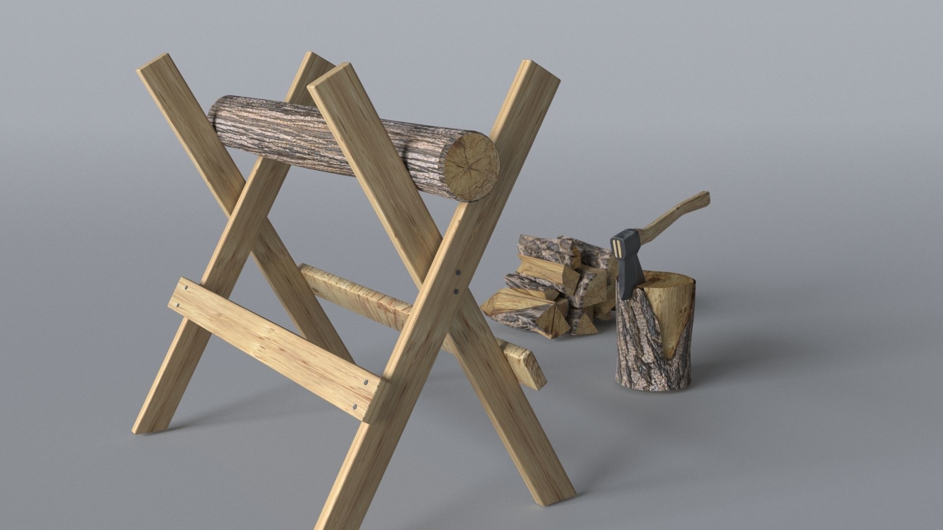 3D model Wood Axe set VR / AR / low-poly | CGTrader