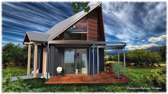 3D model TINY HOUSE ON 50M2 ON 2 FLOORS VR / AR / low-poly | CGTrader