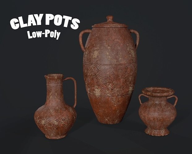 3D model CLAY POT Game Ready Low Poly VR / AR / low-poly | CGTrader