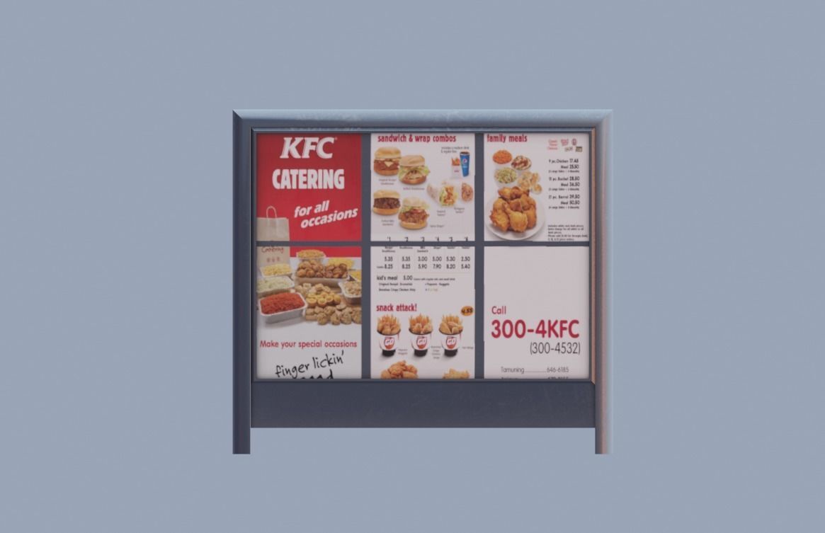 3D model large restaurant menu billboard sign VR / AR / low-poly | CGTrader