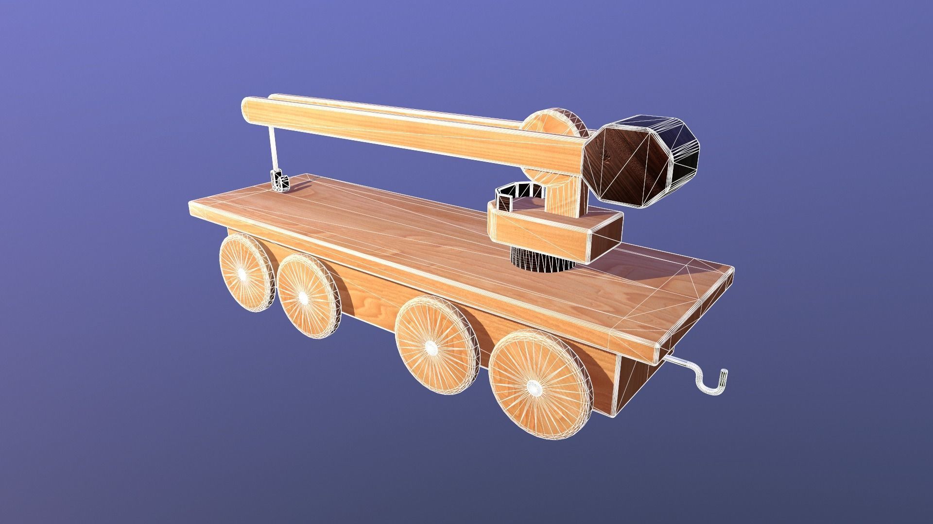 3D model Wooden Toy Train - Crane Wagon VR / AR / low-poly | CGTrader