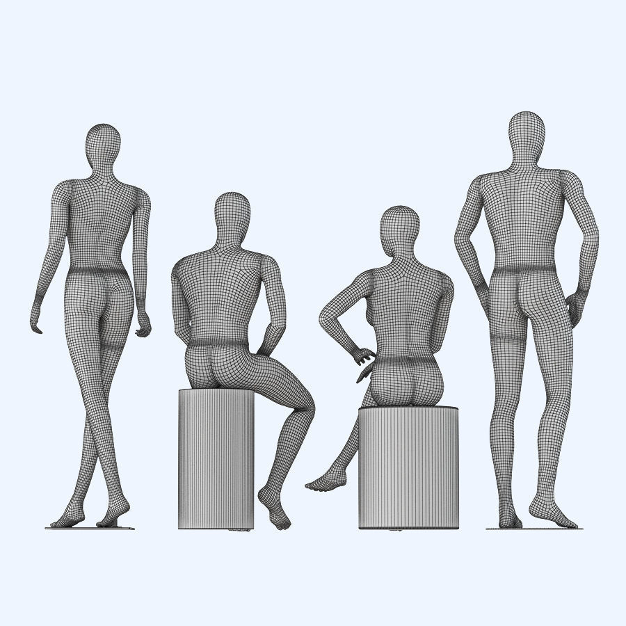 Four faceless mannequins two male and two female 31 3D model | CGTrader
