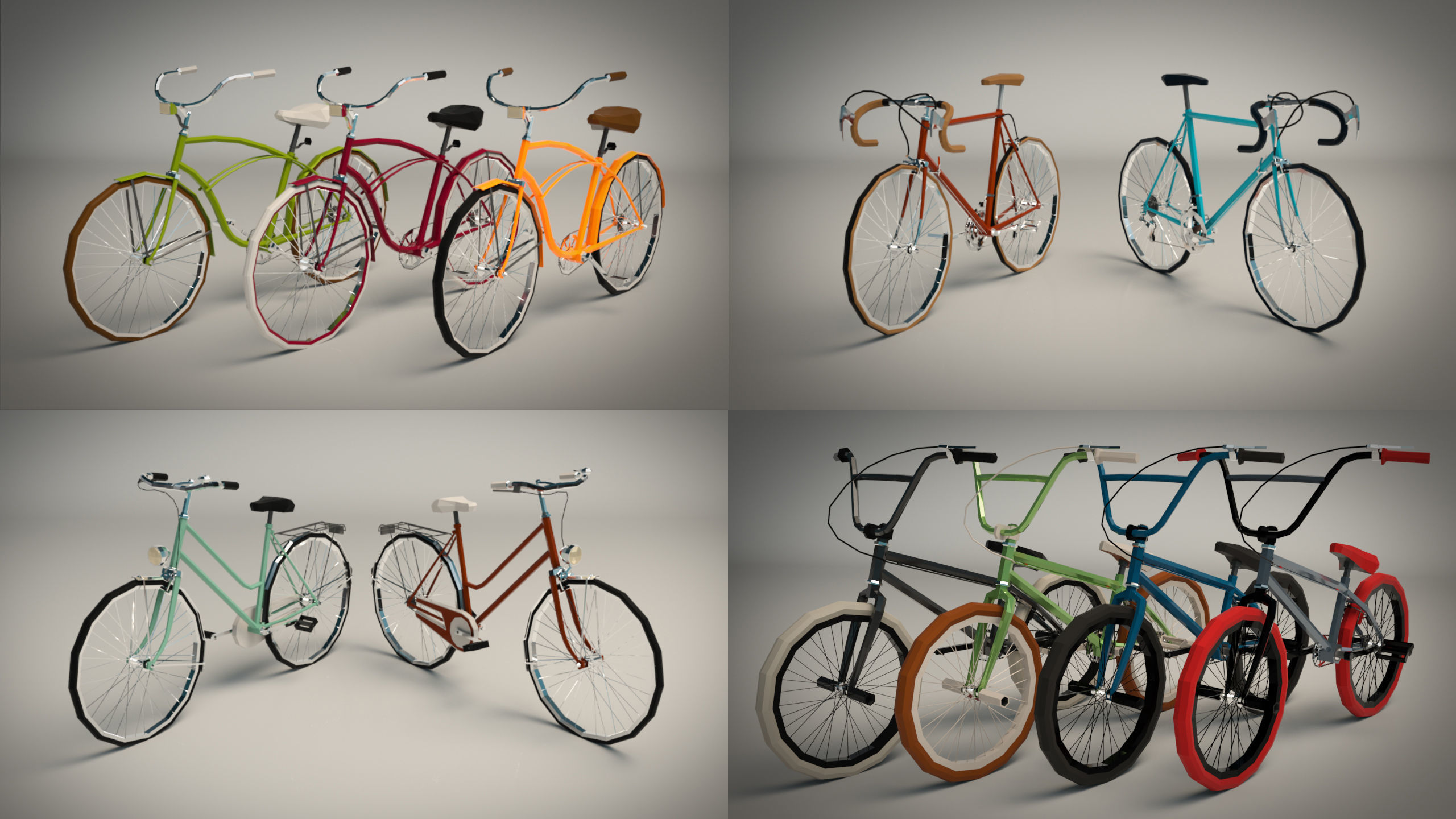 3D Model Collection Low Poly Bike Pack VR / AR / low-poly | CGTrader