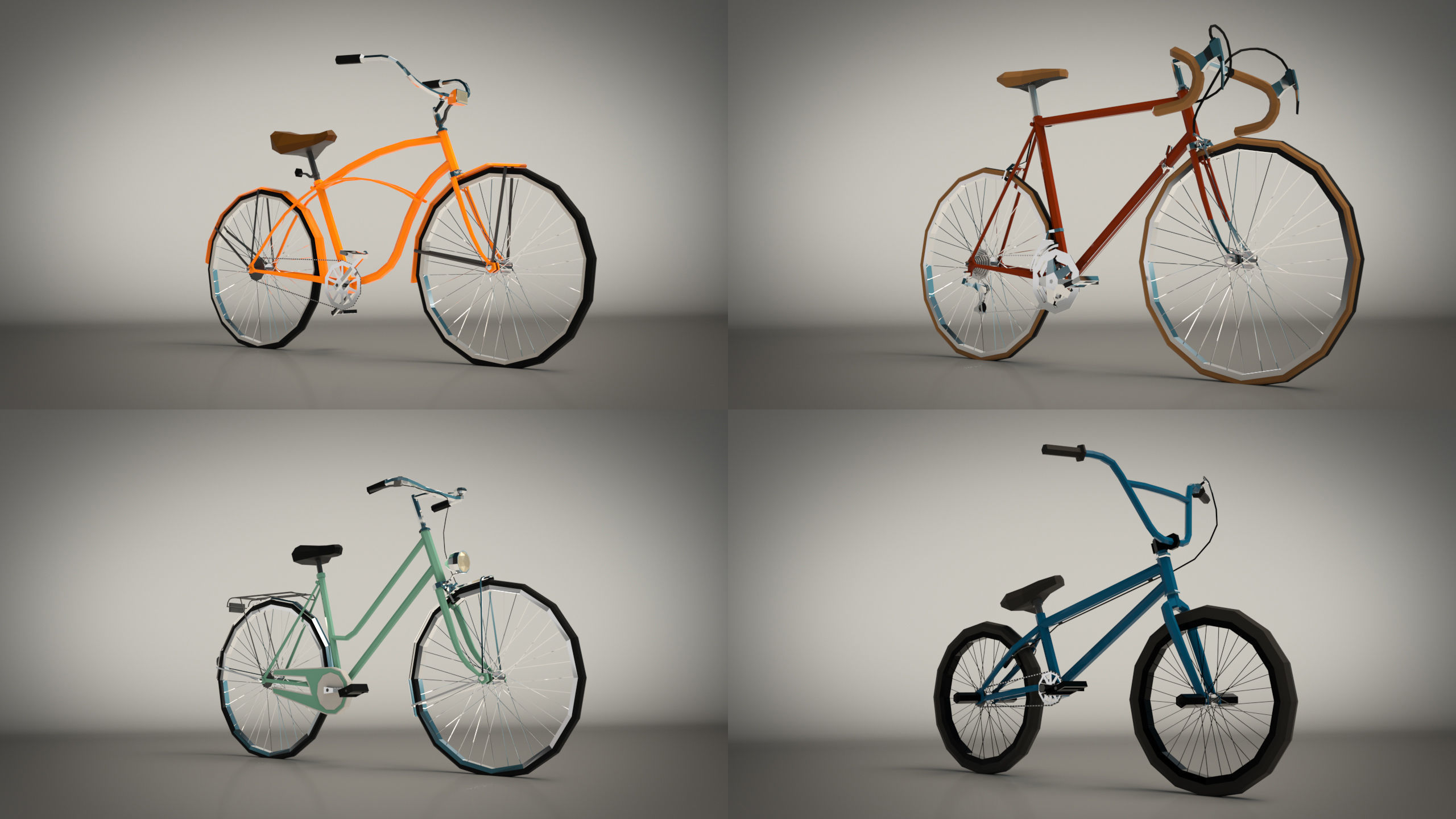 3D Model Collection Low Poly Bike Pack VR / AR / low-poly | CGTrader