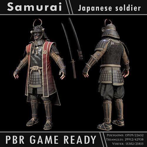 3D model Samurai Character PBR Game ready VR / AR / low-poly | CGTrader