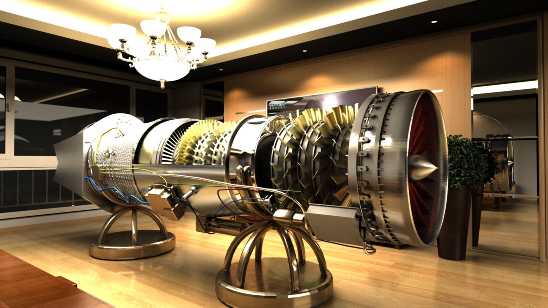 3D F119-PW engine F-22 Raptor Pratt Whitney luxury