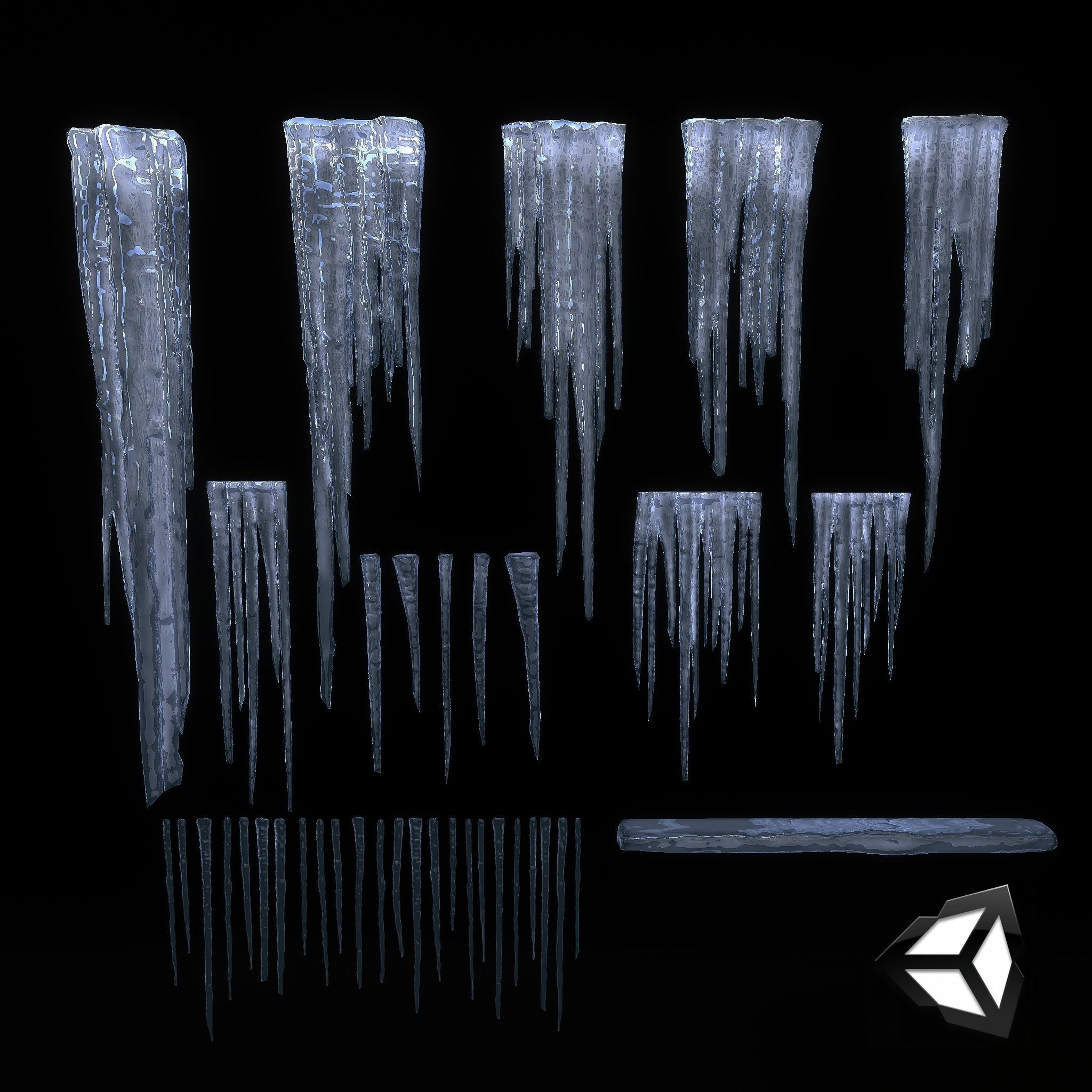 3D model Icicles set VR / AR / low-poly | CGTrader