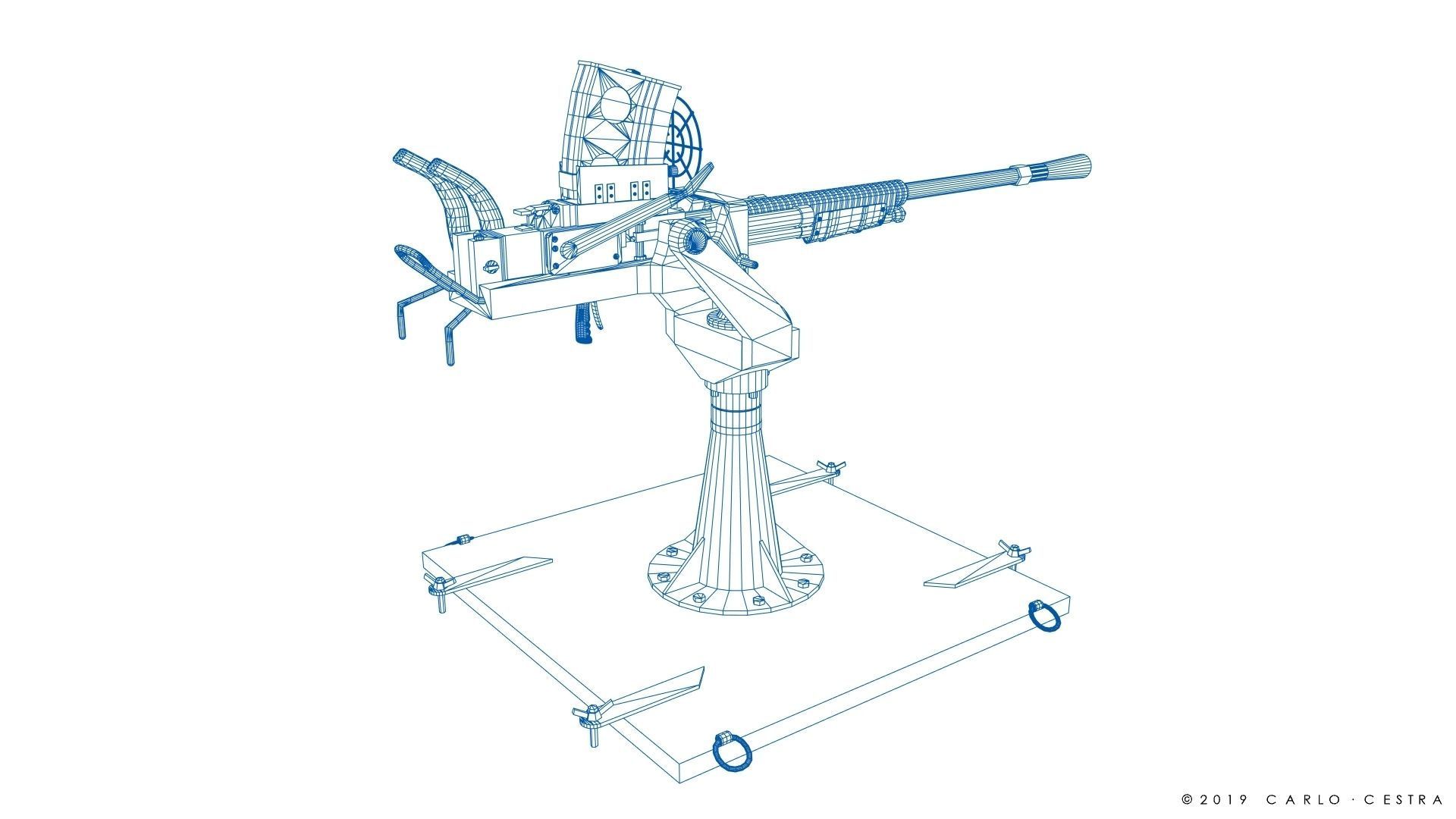 3D model Type 96 - 25mm AT-AA Japanese single gun VR / AR / low-poly ...
