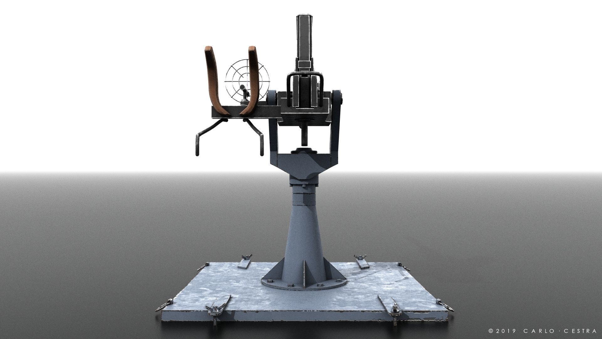 3D model Type 96 - 25mm AT-AA Japanese single gun VR / AR / low-poly ...