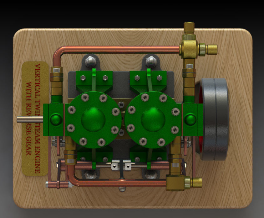 VERTICAL TWIN STEAM ENGINE - WITH REVERSE GEAR 3D model animated rigged ...