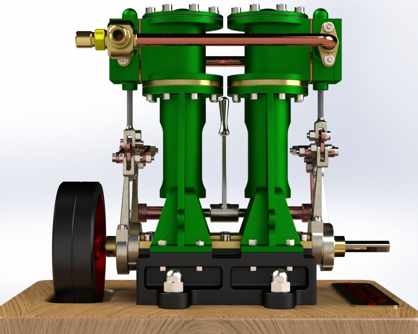VERTICAL TWIN STEAM ENGINE - WITH REVERSE GEAR 3D model animated rigged ...