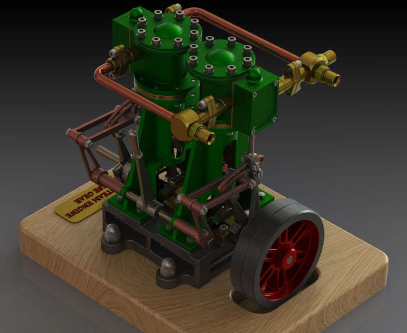 VERTICAL TWIN STEAM ENGINE - WITH REVERSE GEAR 3D model animated rigged ...