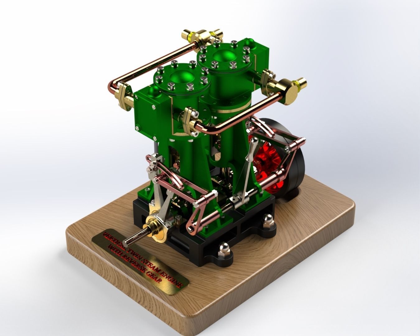 VERTICAL TWIN STEAM ENGINE - WITH REVERSE GEAR 3D model animated rigged ...