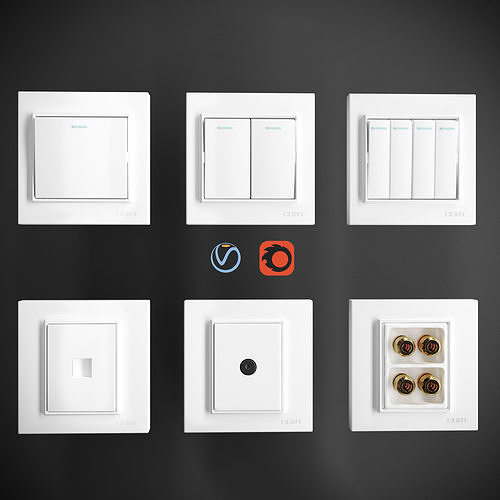 Chint 7L Series Switch And Socket 3D model | CGTrader