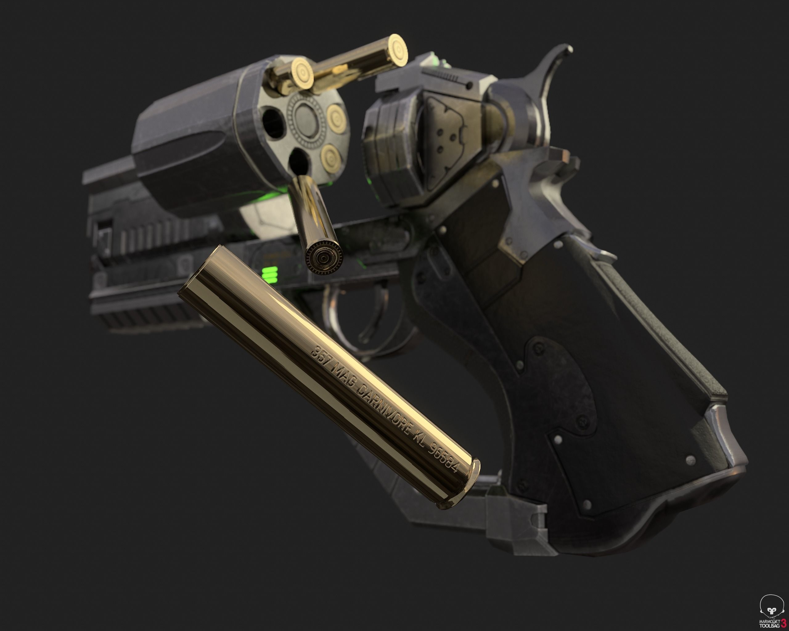 3D model Revolver-Pistol Hybrid VR / AR / low-poly rigged animated ...