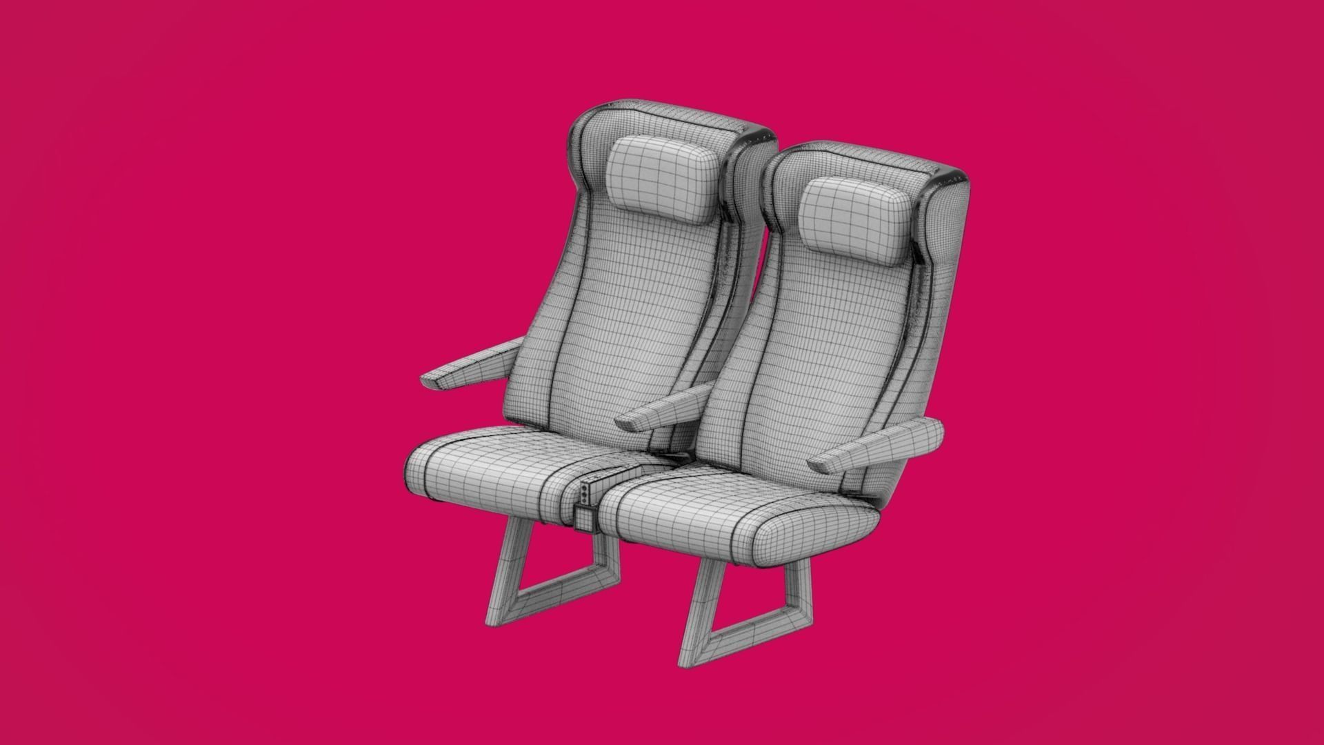 Train seat Plane passenger seats with pillow and armrest 3D model ...