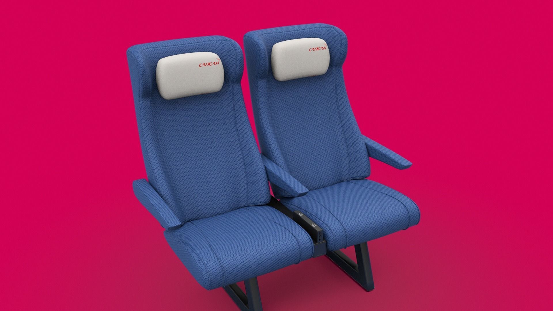 Train seat Plane passenger seats with pillow and armrest 3D model ...
