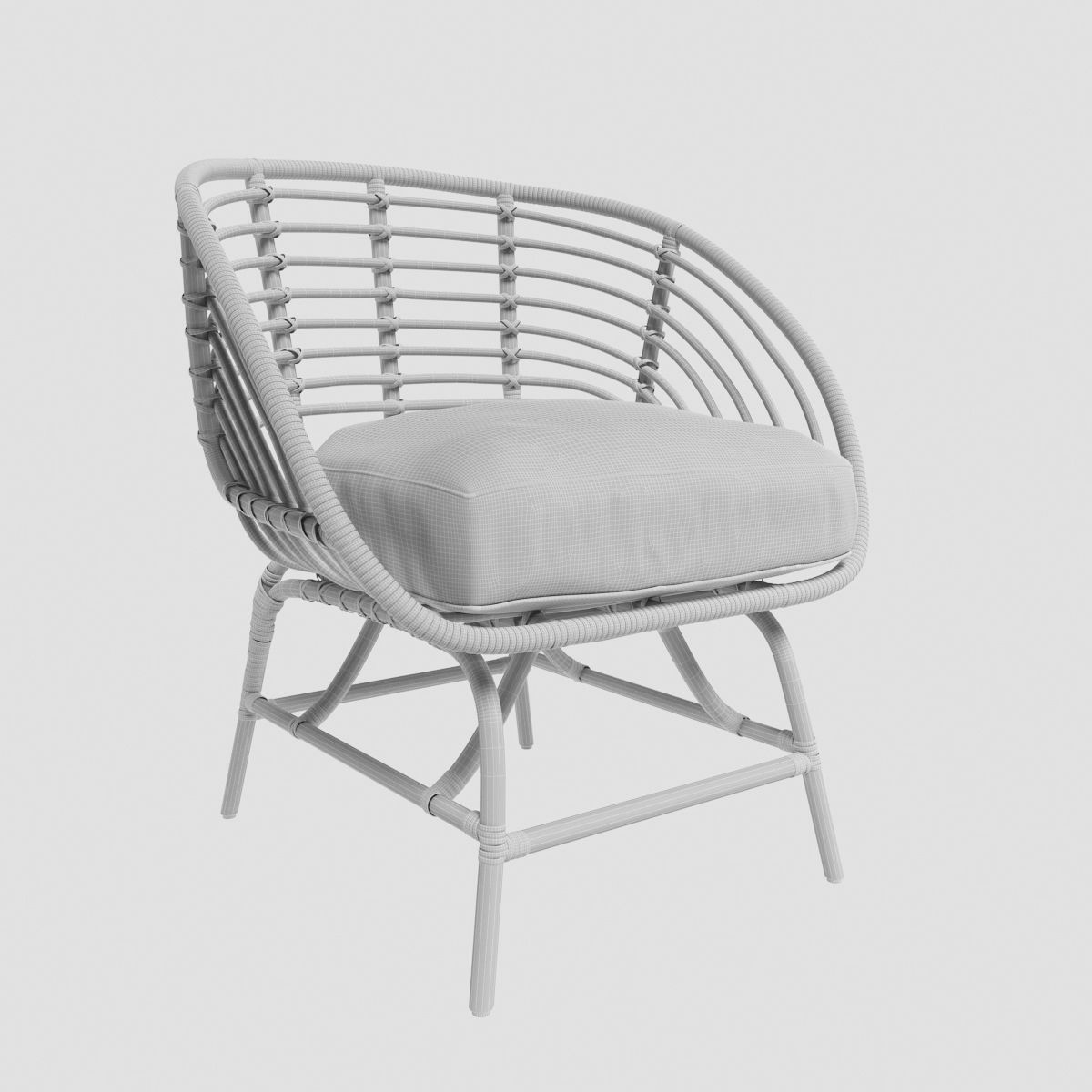BuskboArmchair rattan lounge chair with cushion 3D model | CGTrader