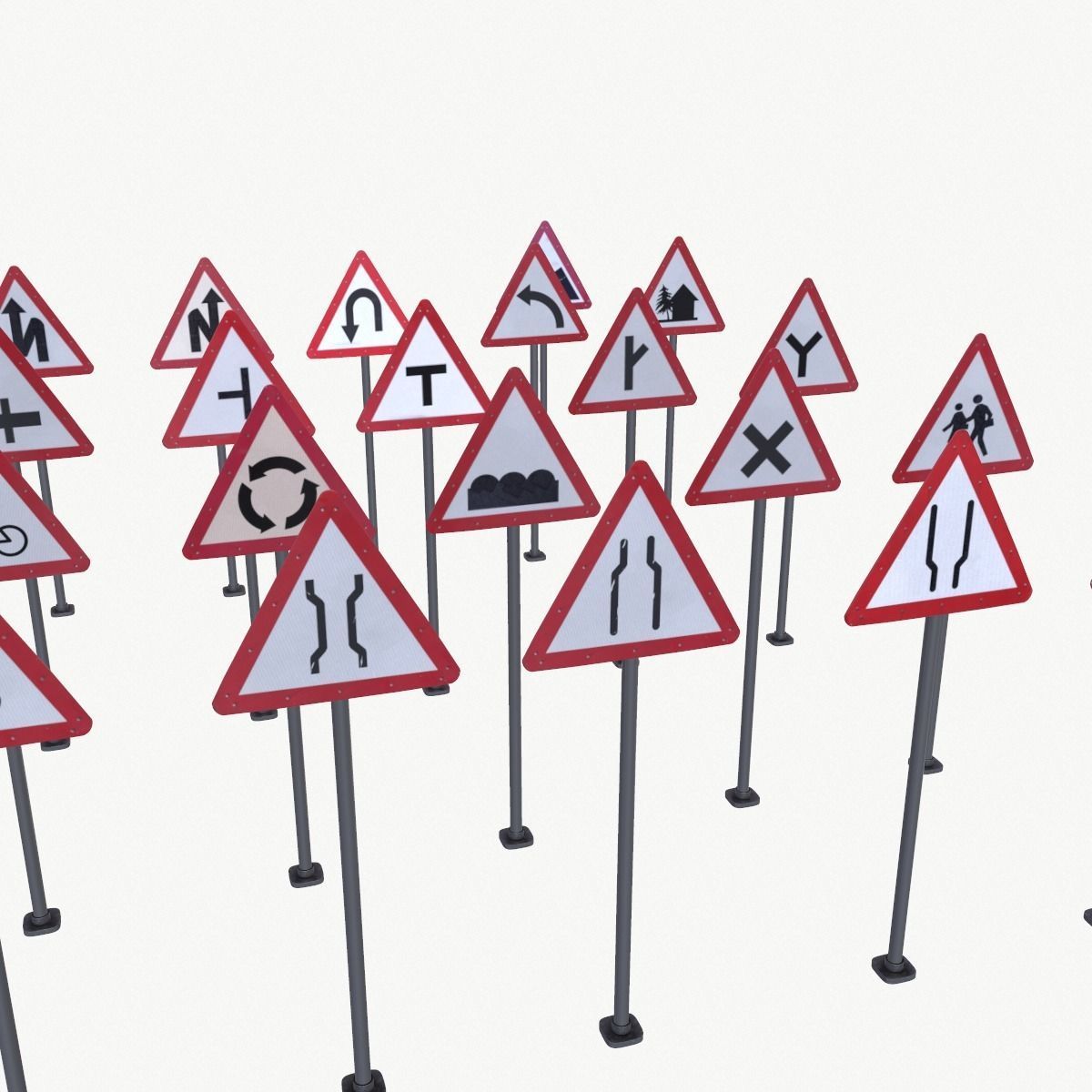 3D model Road sign pack 1 VR / AR / low-poly | CGTrader