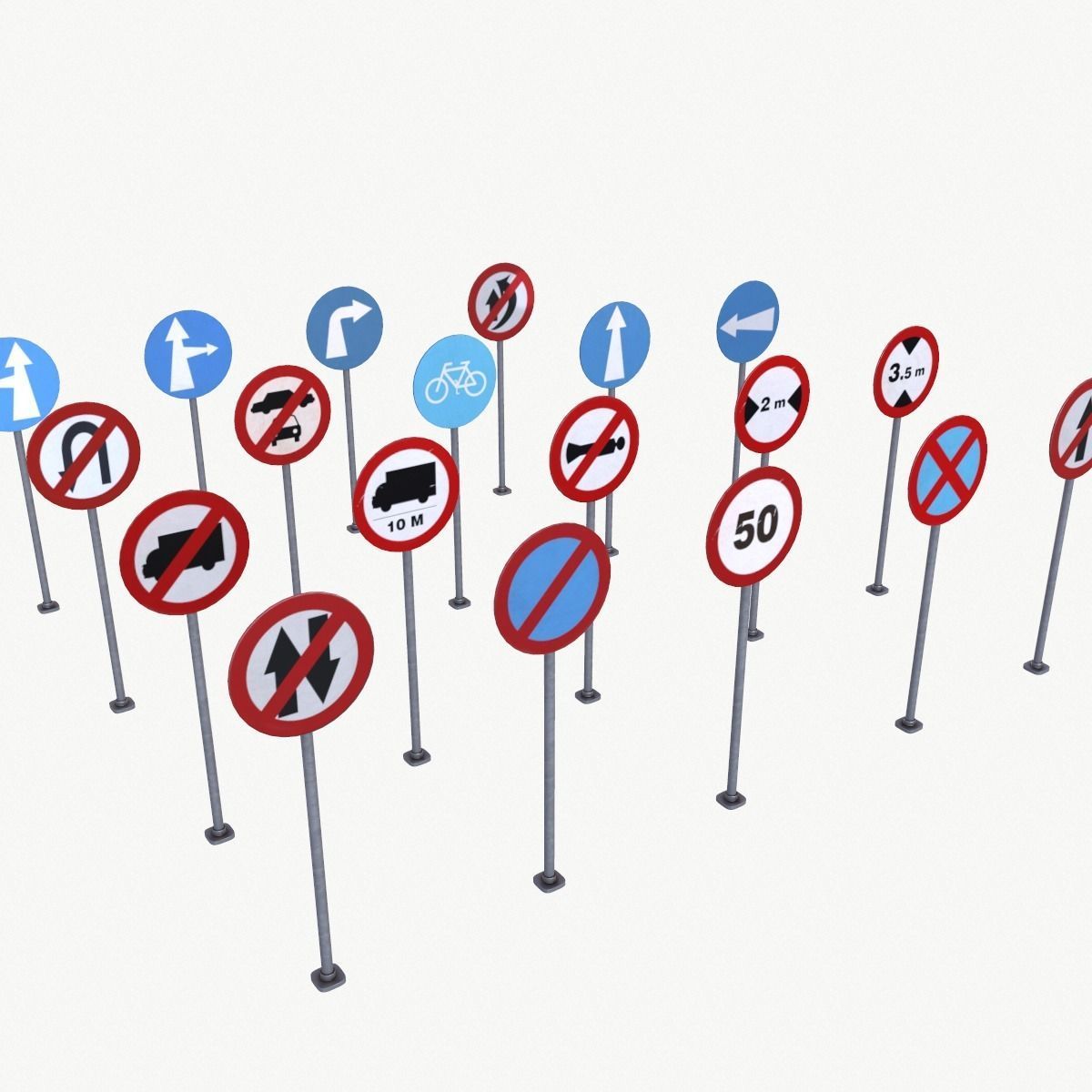 3D model Road sign pack 2 VR / AR / low-poly | CGTrader