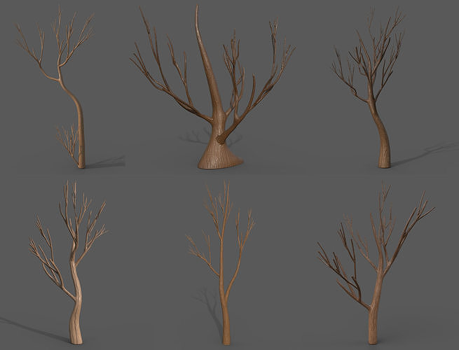 Cartoon Stylized Tree Trunk Set - 6 Piece 3D model | CGTrader