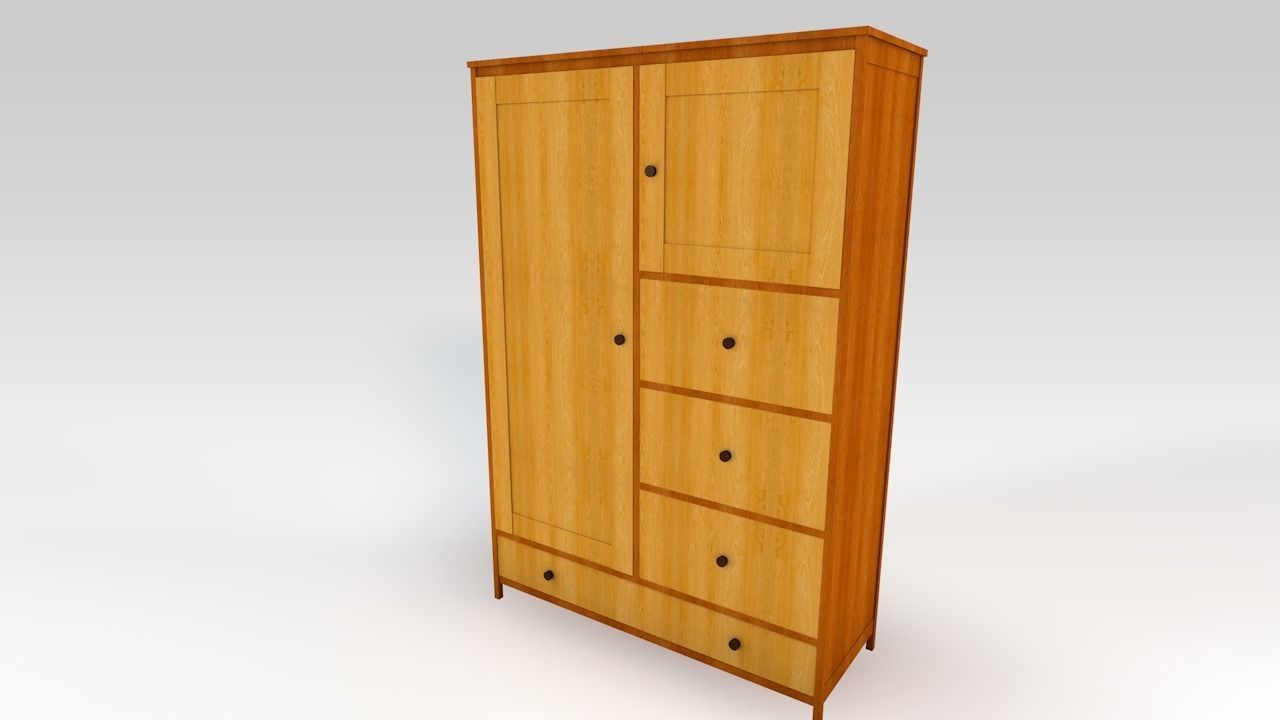 Orange Wooden Wardrobe 3D model | CGTrader