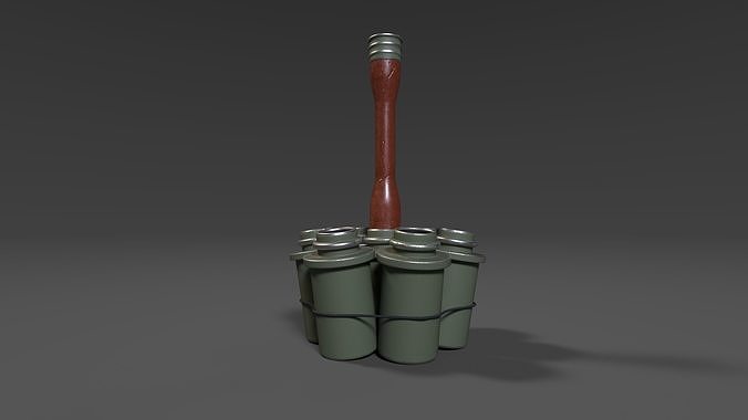 Grenade toilet brush with wooden handle free 3D model | CGTrader