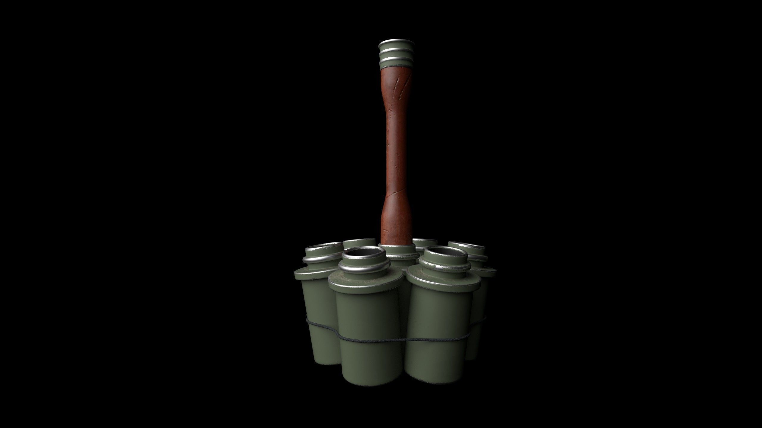 Grenade toilet brush with wooden handle free 3D model | CGTrader
