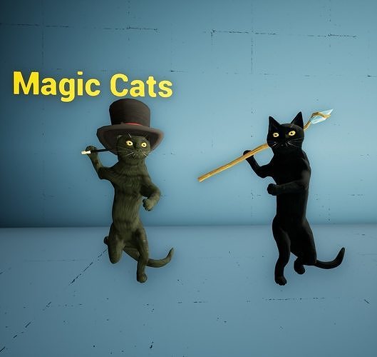 3D model Magic Cats 55 Animations with Props Wizard RPG Character VR ...