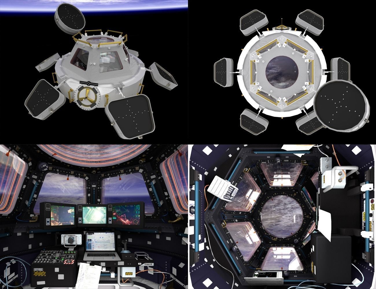 3D model ISS Cupola module interior and exterior VR / AR / low-poly ...