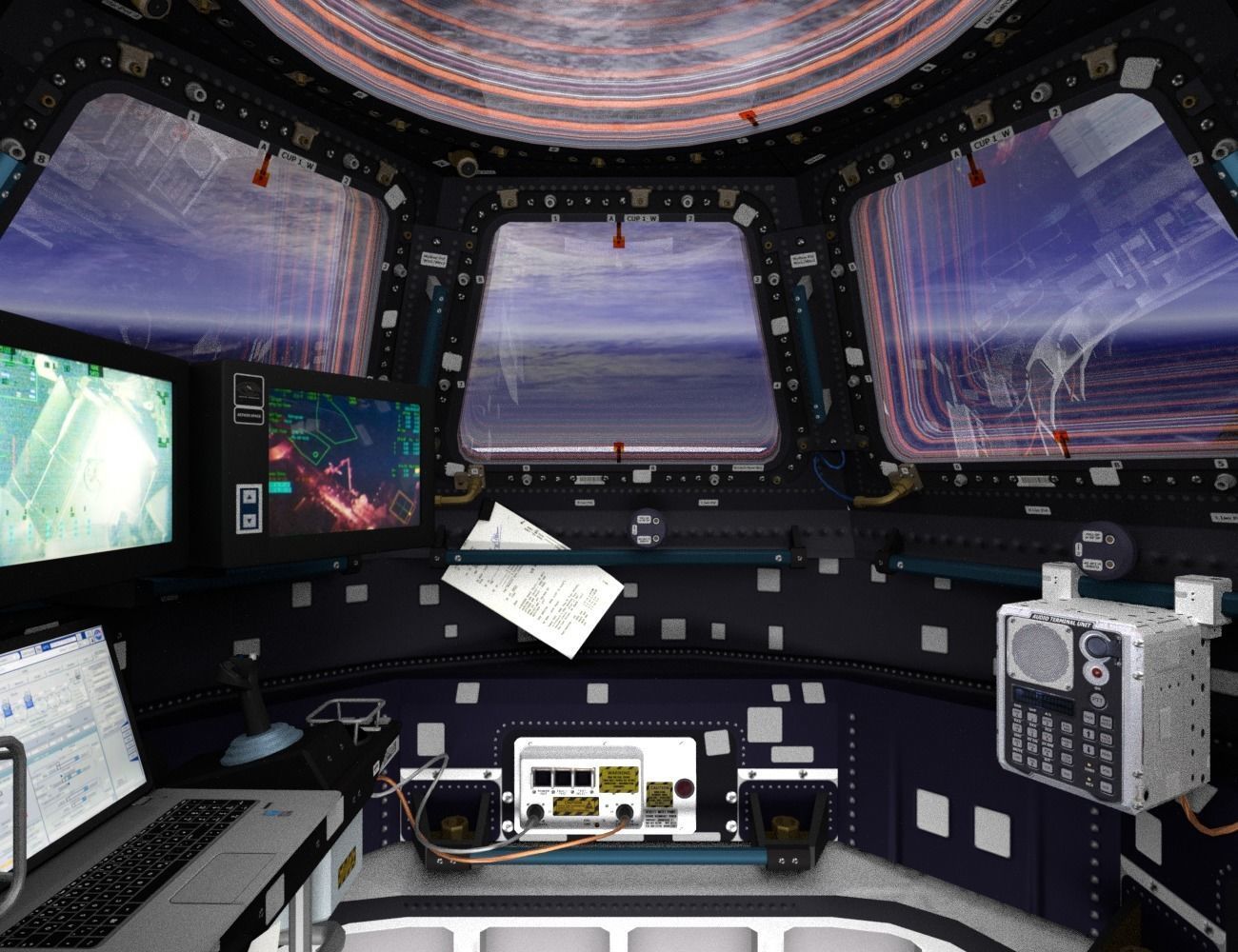 3D model ISS Cupola module interior and exterior VR / AR / low-poly ...