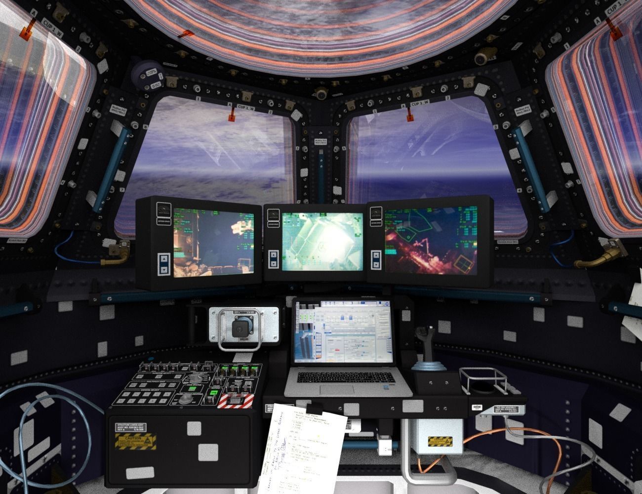 3D model ISS Cupola module interior and exterior VR / AR / low-poly ...