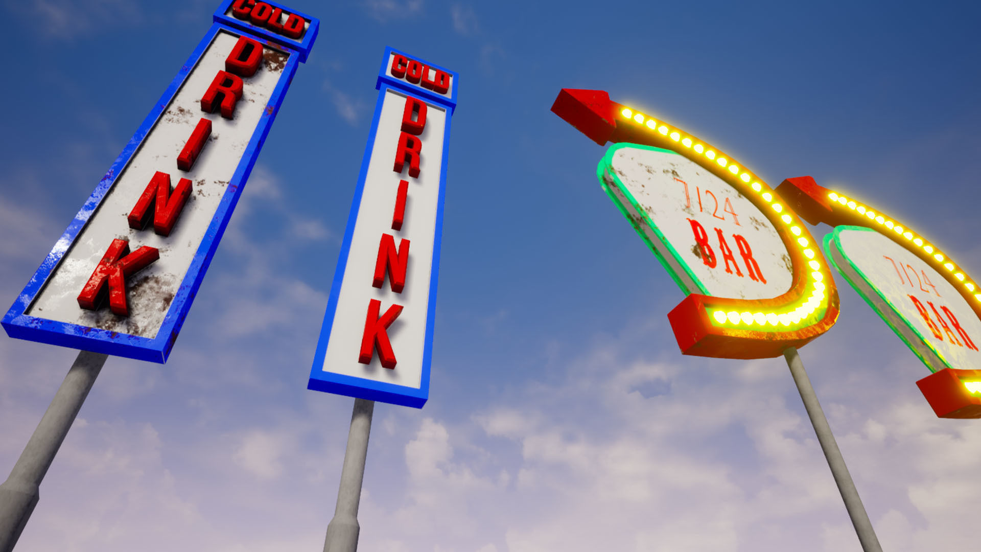 3D model Retro Billboards-Signs Pack VR / AR / low-poly | CGTrader