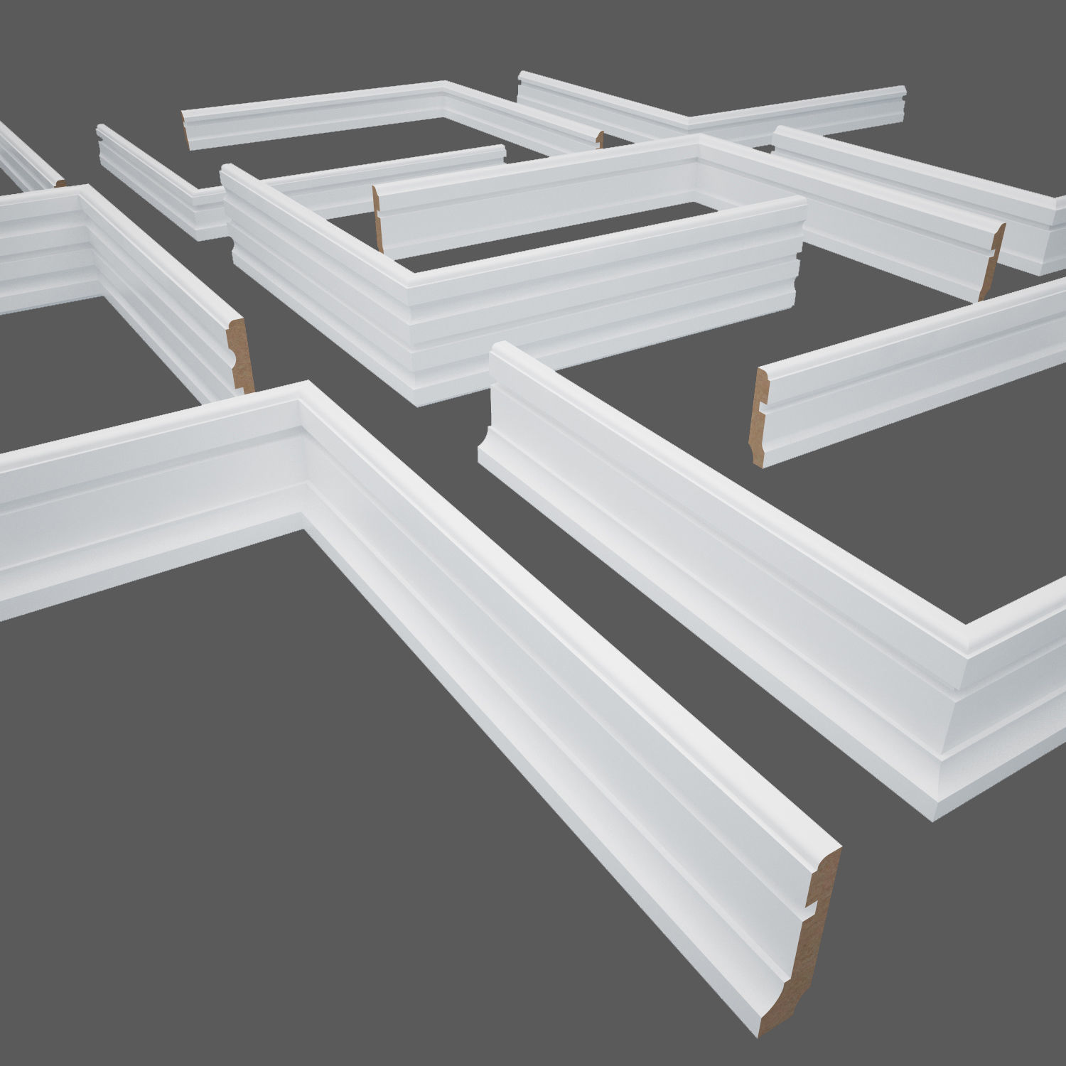 baseboards 18 pieces 3D model | CGTrader