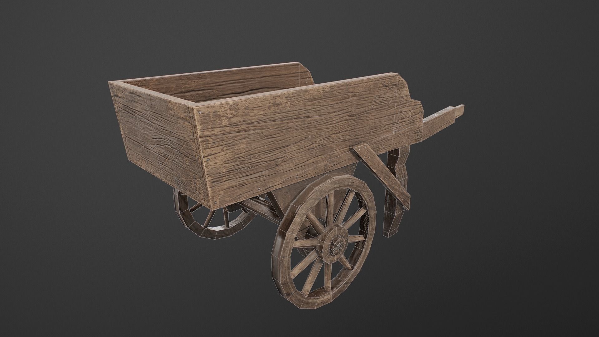 3D model Medieval Wheelbarrow - Low Poly Game Prop VR / AR / low-poly ...