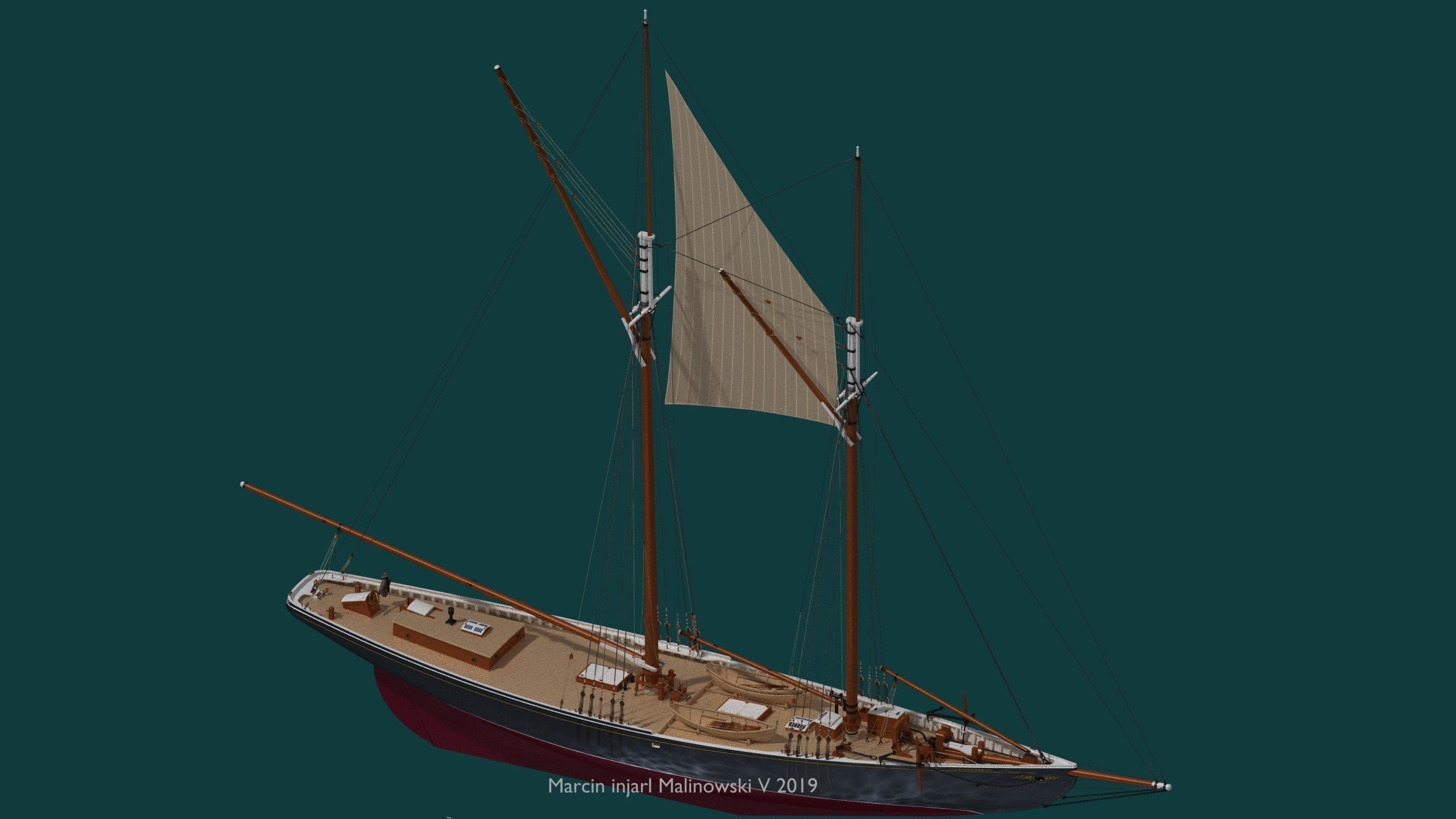 Bluenose 1921 schooner rigged historically accurate 3D model rigged ...