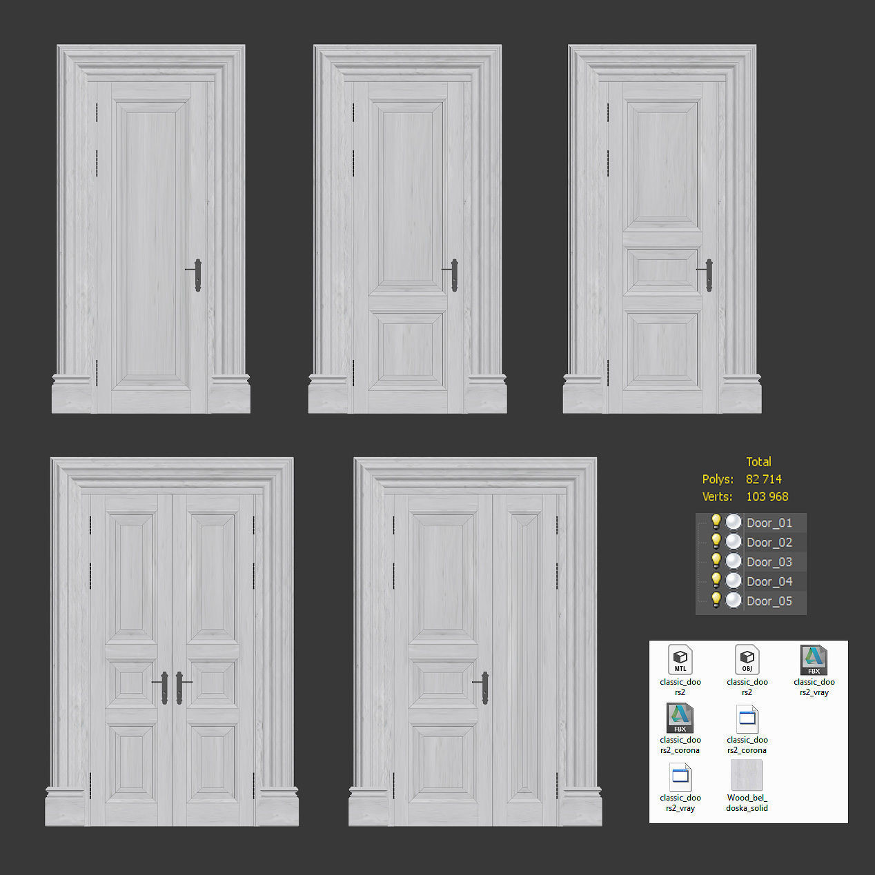 Classic doors set 3D model | CGTrader