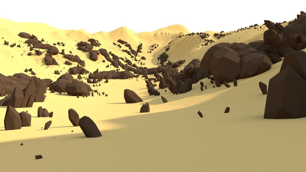 High-poly terrain in low-poly style free 3D model | CGTrader