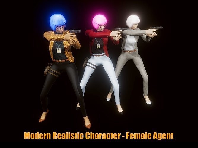 3D model Modern Realistic Character - Female Agent VR / AR / low-poly ...