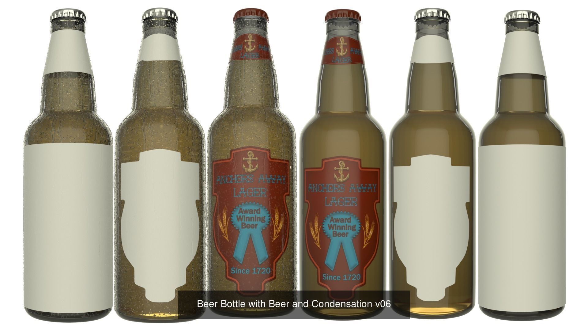 10 Beer Bottles with condensation collection | CGTrader