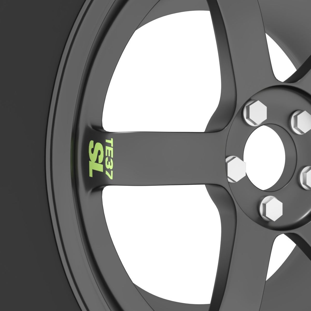 Volk Racing TE37 Rims - with Low profile tires 3D model | CGTrader