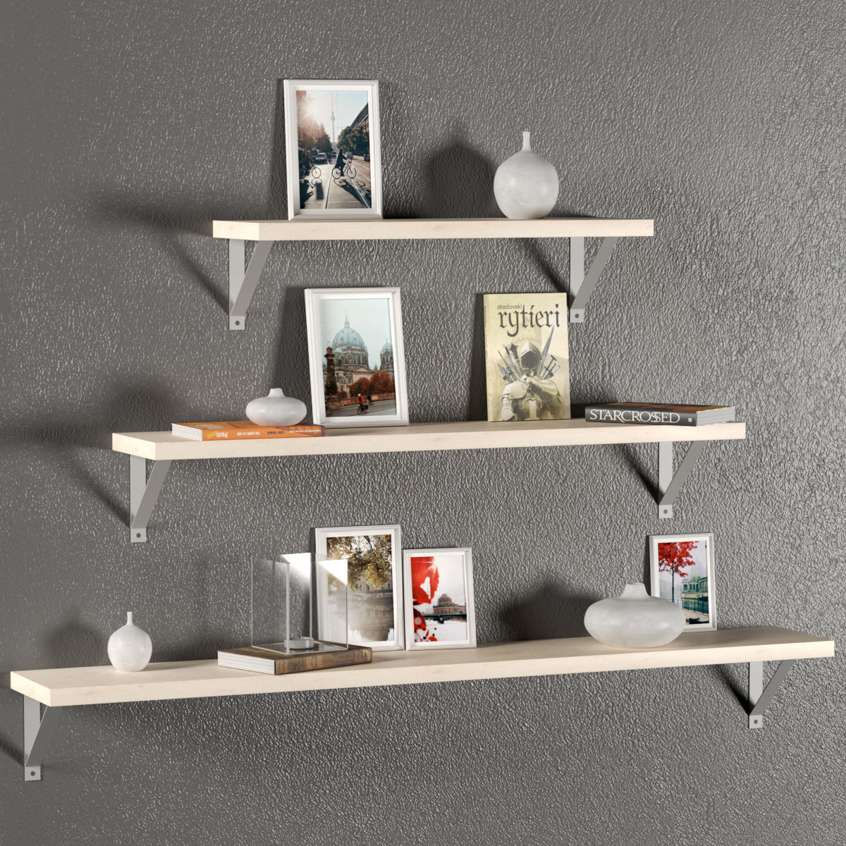 Decorative set of three shelves 3D | CGTrader