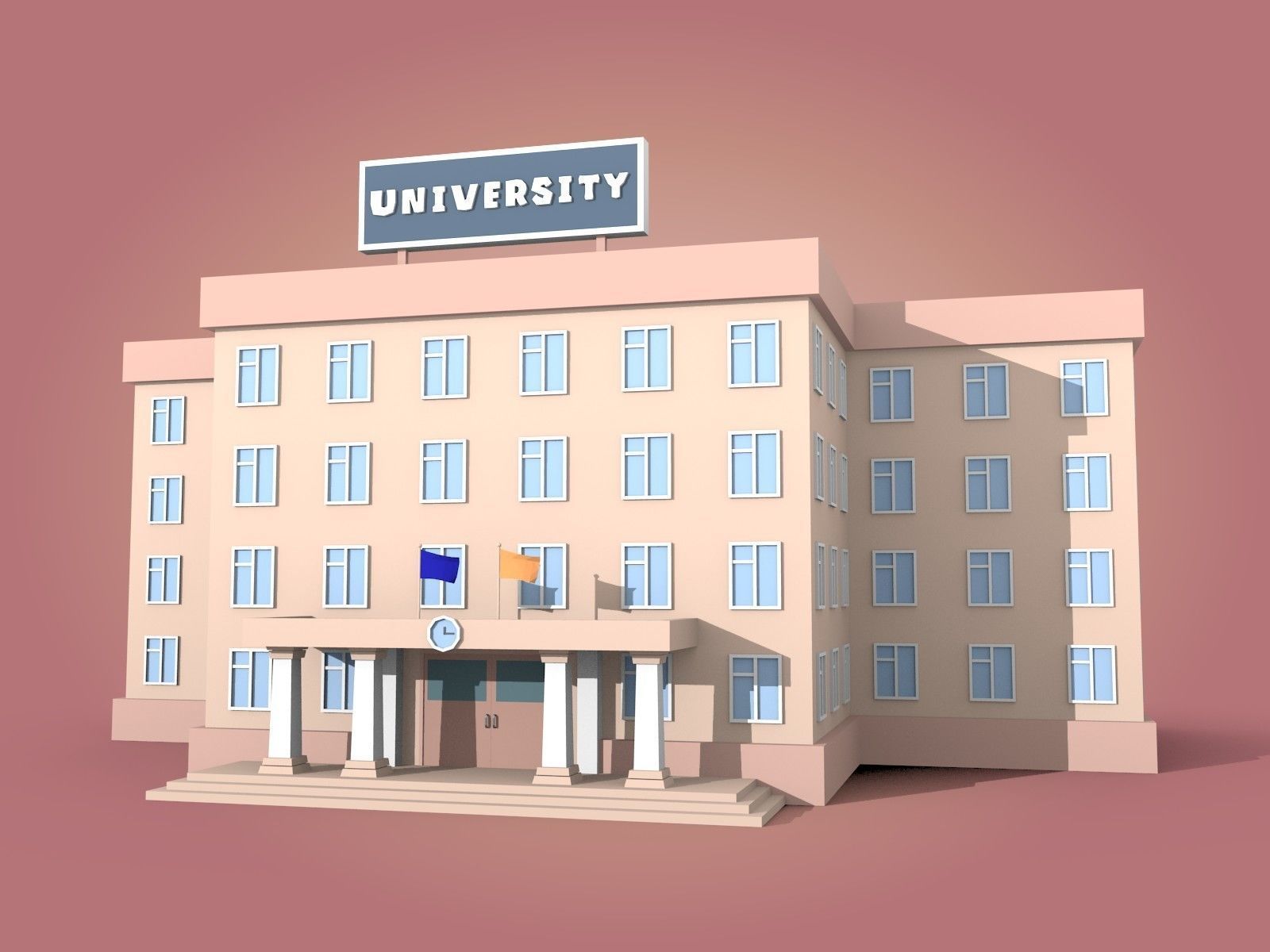 3D model Cartoon University VR / AR / low-poly | CGTrader