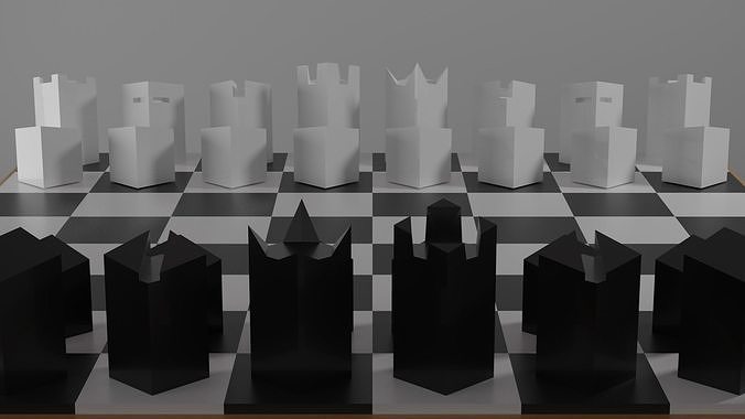 3D model Modern minimalist chess set VR / AR / low-poly | CGTrader