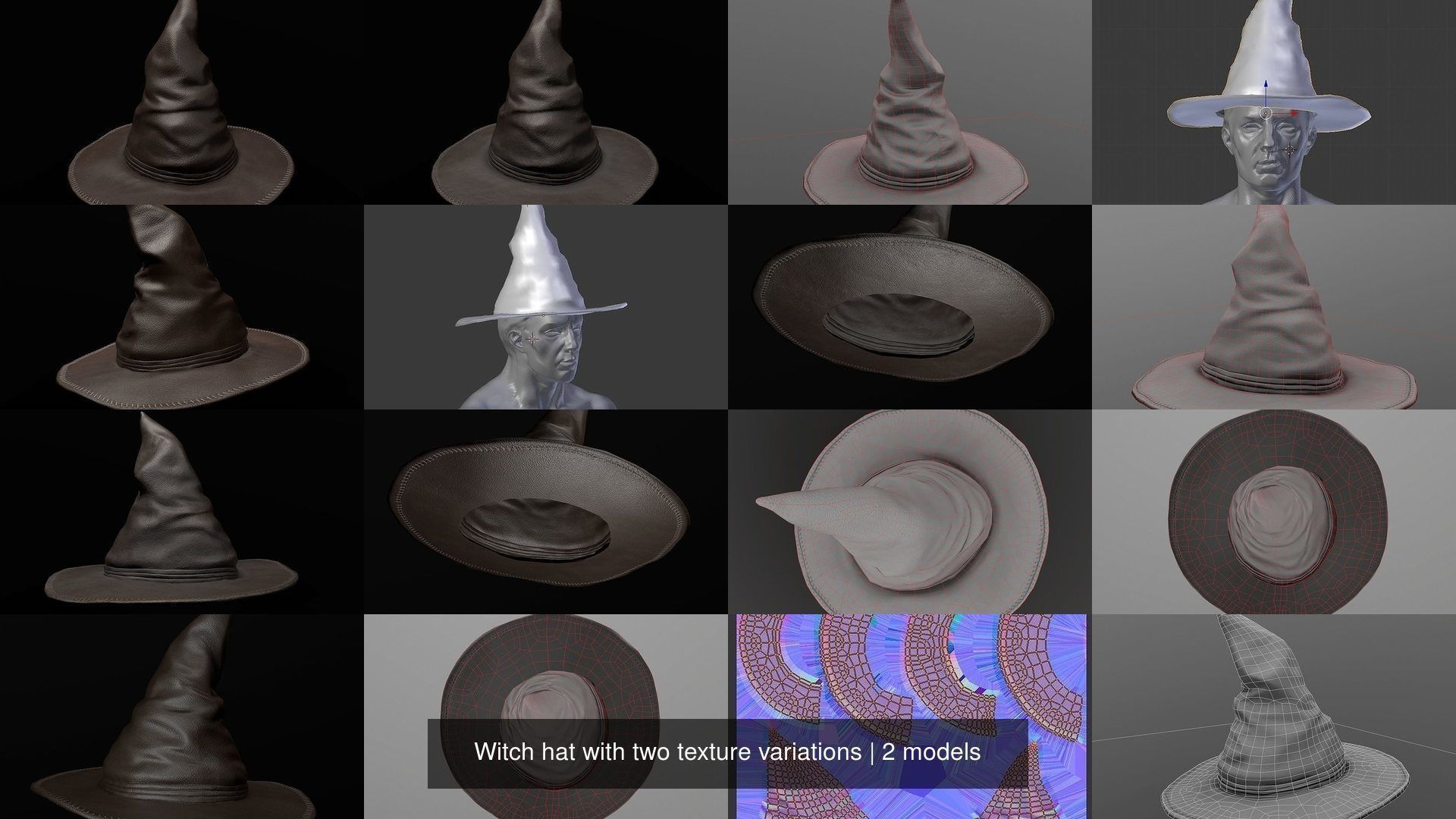 Witch hat with two texture variations 3D Model Collection | CGTrader