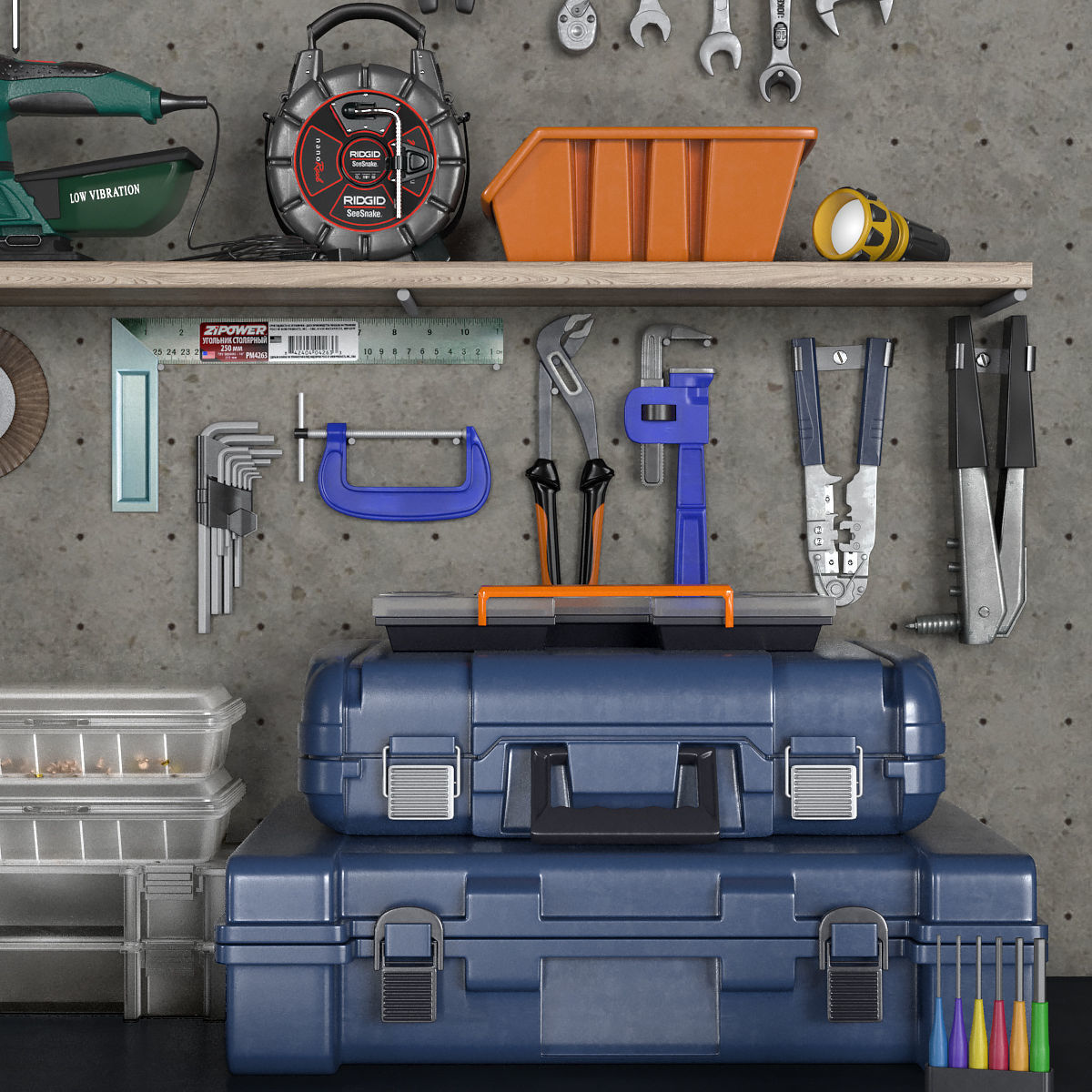 3D model garage tools set 2 VR / AR / low-poly | CGTrader