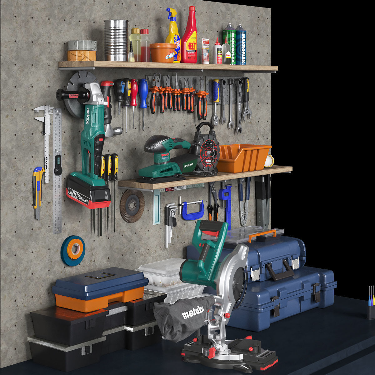 3D model garage tools set 2 VR / AR / low-poly | CGTrader