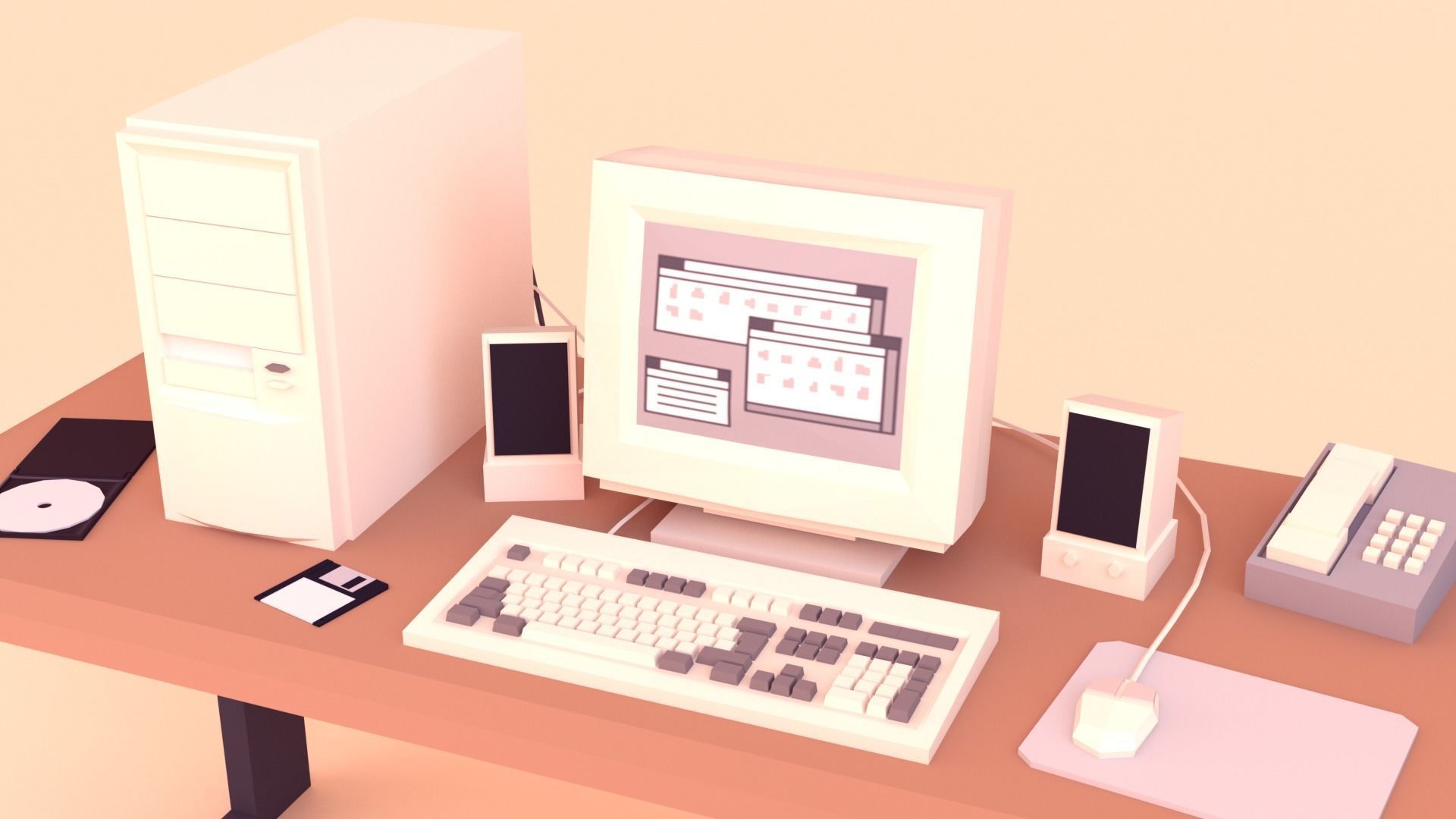 3D model Low Poly Computer Desk VR / AR / low-poly | CGTrader