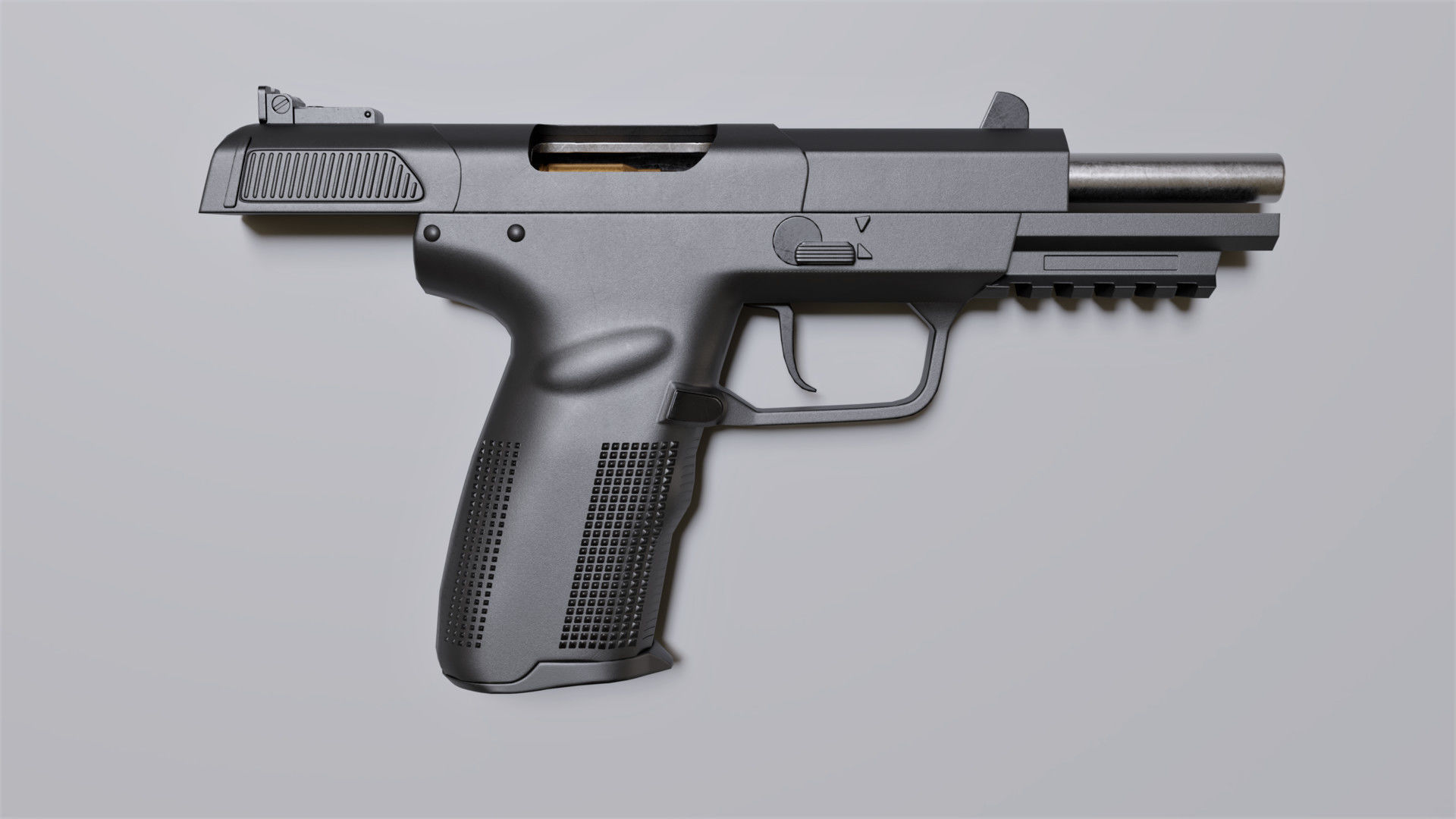 animated Game-ready 3D Pistol Model with Photorealistic 1