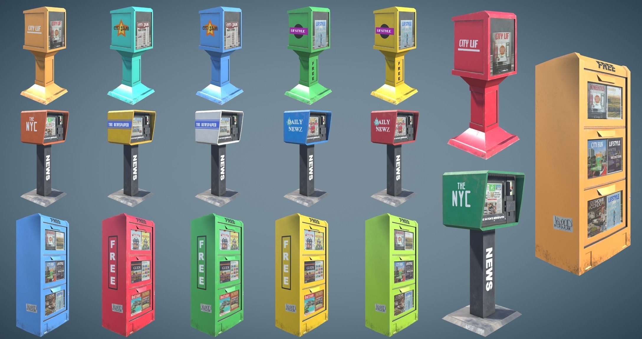 3D model Street Props Set A VR / AR / low-poly | CGTrader